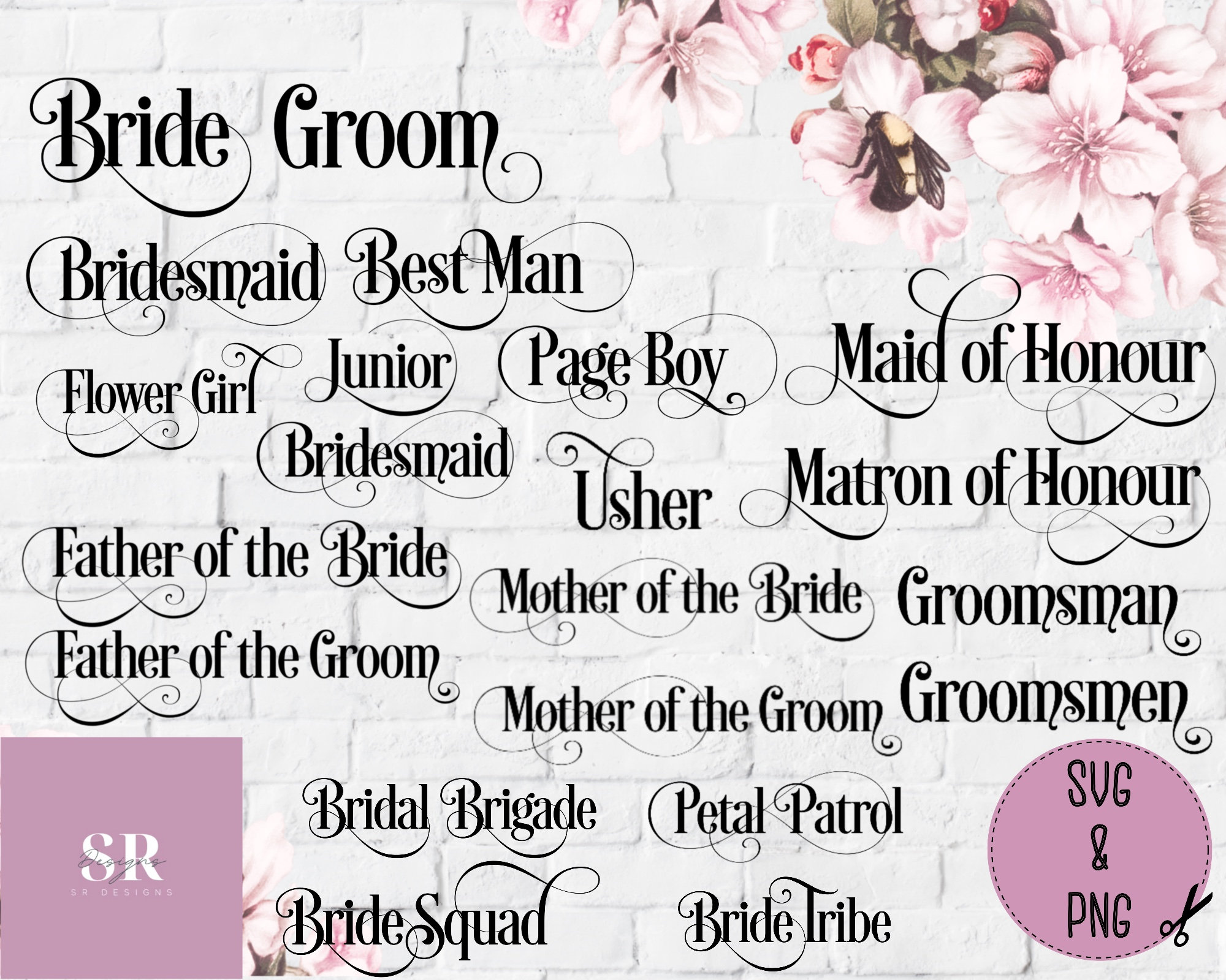 Wedding Party SVG Bundle. 20 Designs. Bridal Party Quotes. Wedding ...