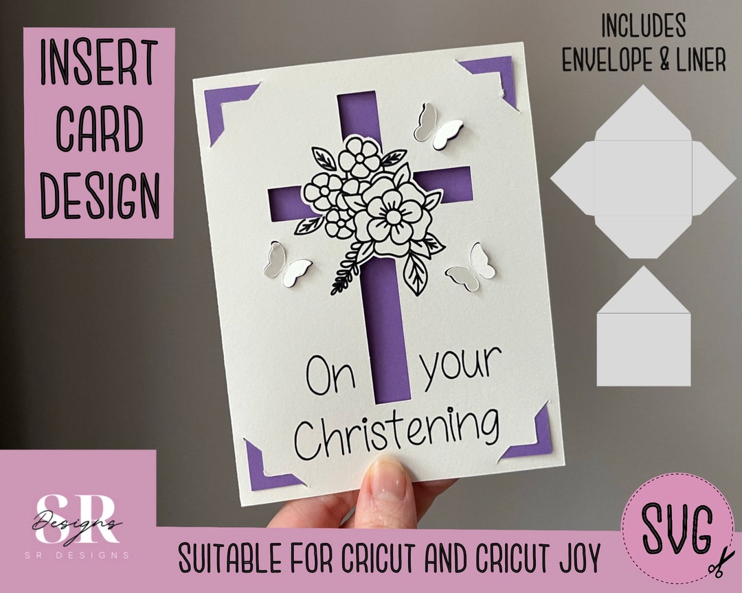 SVG: 3D Christening Insert Card. Cricut Joy Friendly. Draw and Cut Card ...