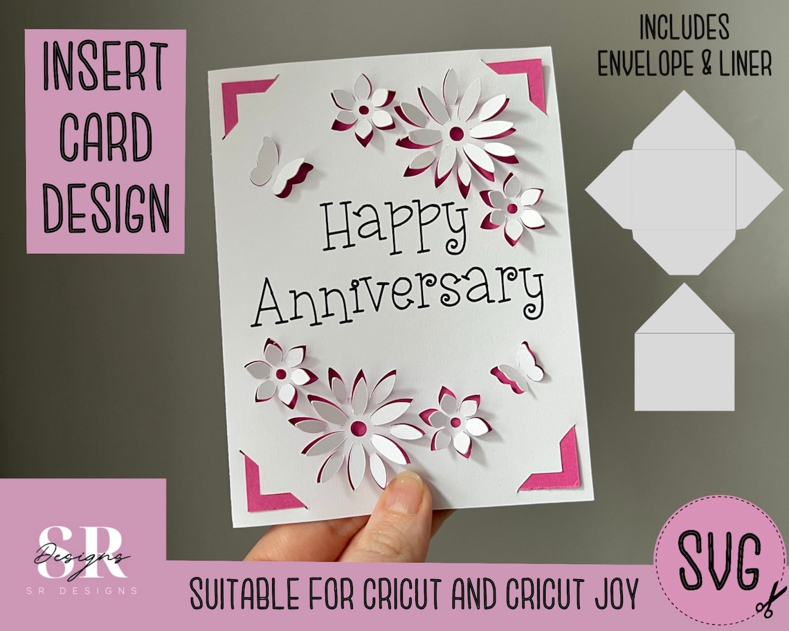 SVG: Anniversary Insert Card. Cricut Joy Friendly. Draw and Cut Card ...