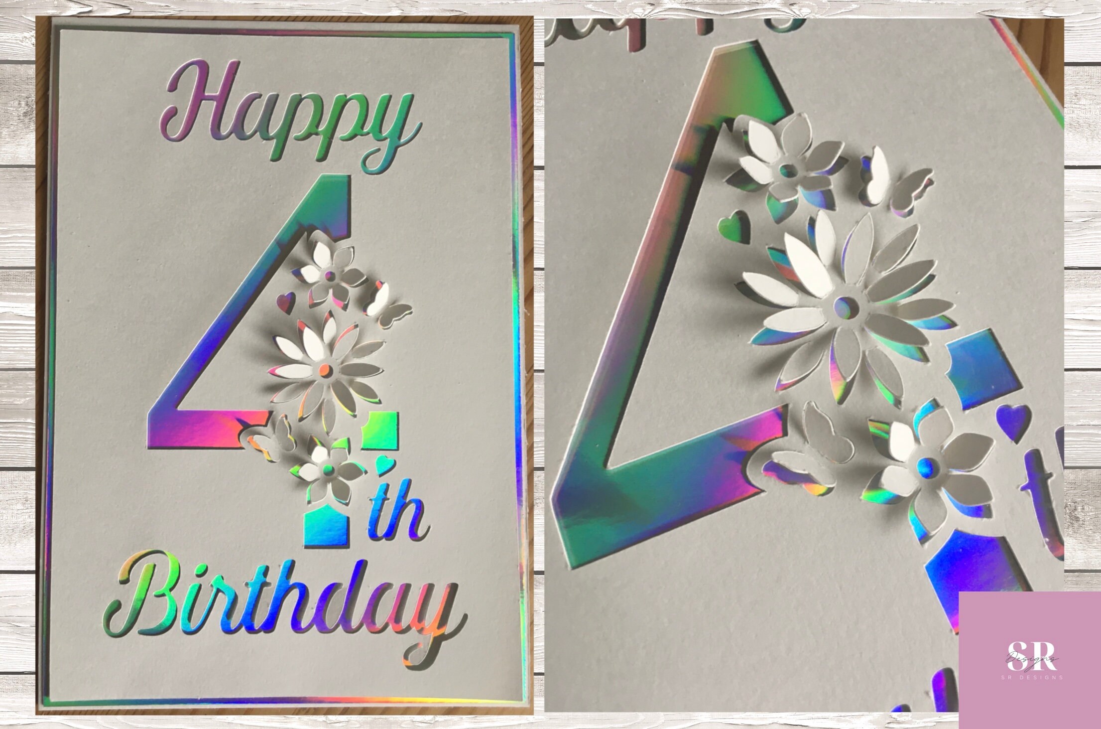 SVG: Pop Up/ 3D 4th Birthday Card. Number Pop Up. Floral Pop Up. Pop up ...