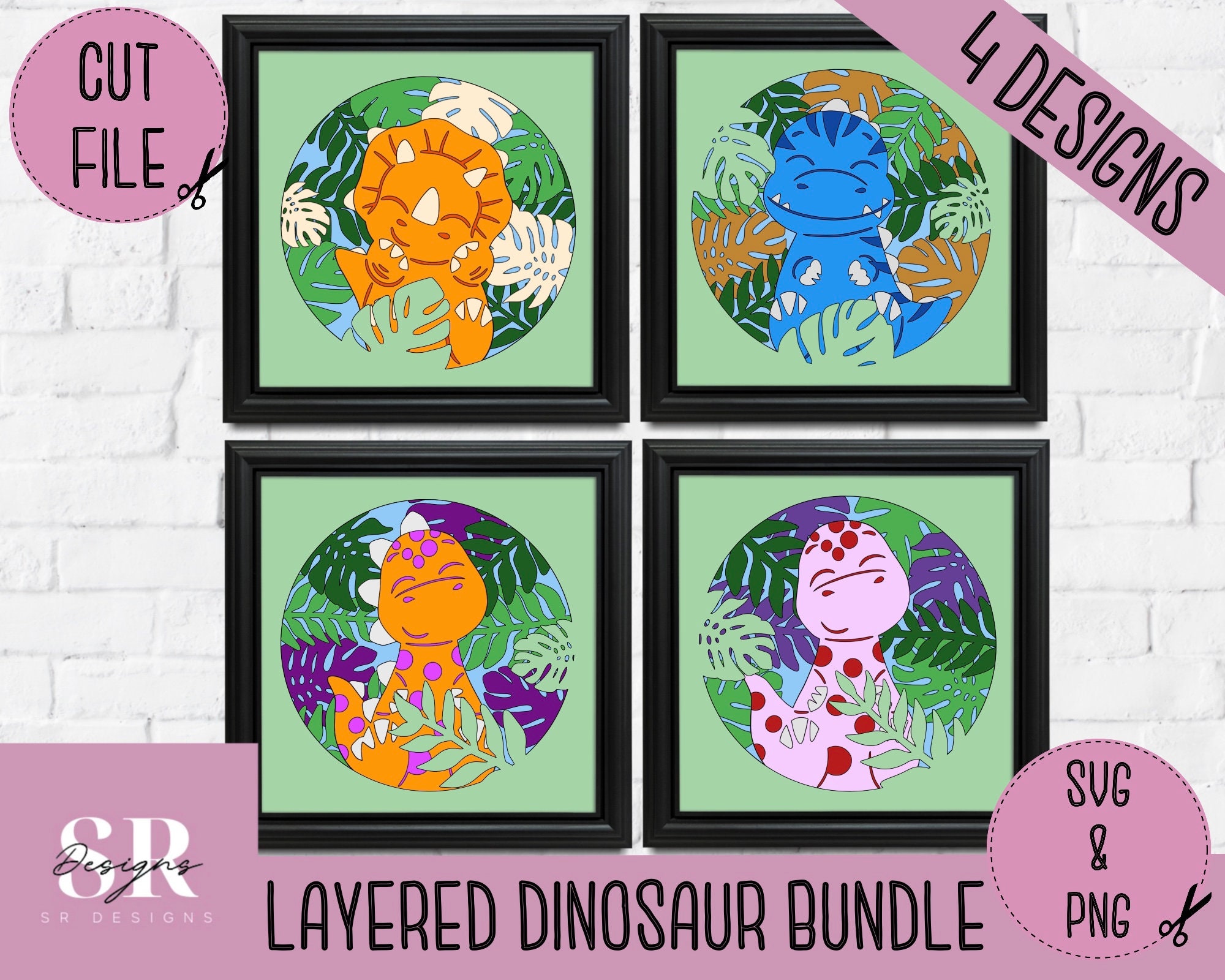 SVG: Dinosaur Shadow Box Bundle. Dinosaur Svg. 3d Dinosaur. - Etsy Canada