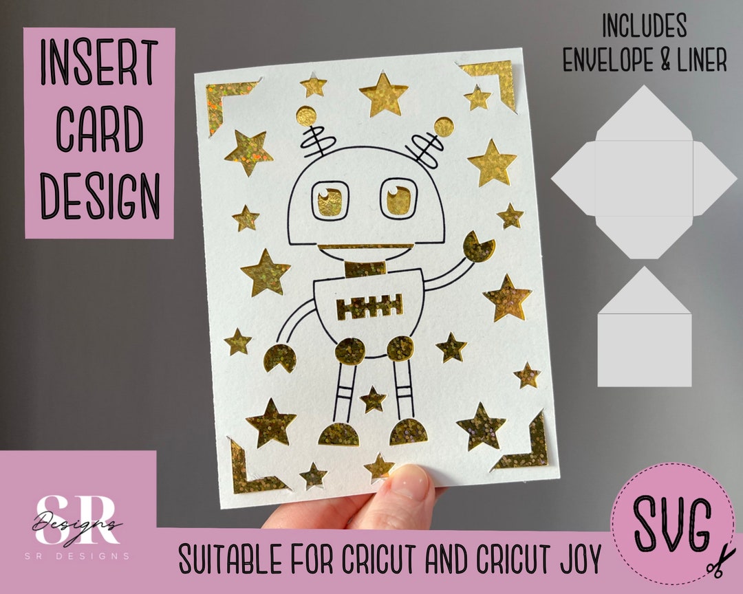 SVG: Robot Insert Card. Cricut Joy Friendly. Envelope Template Included ...