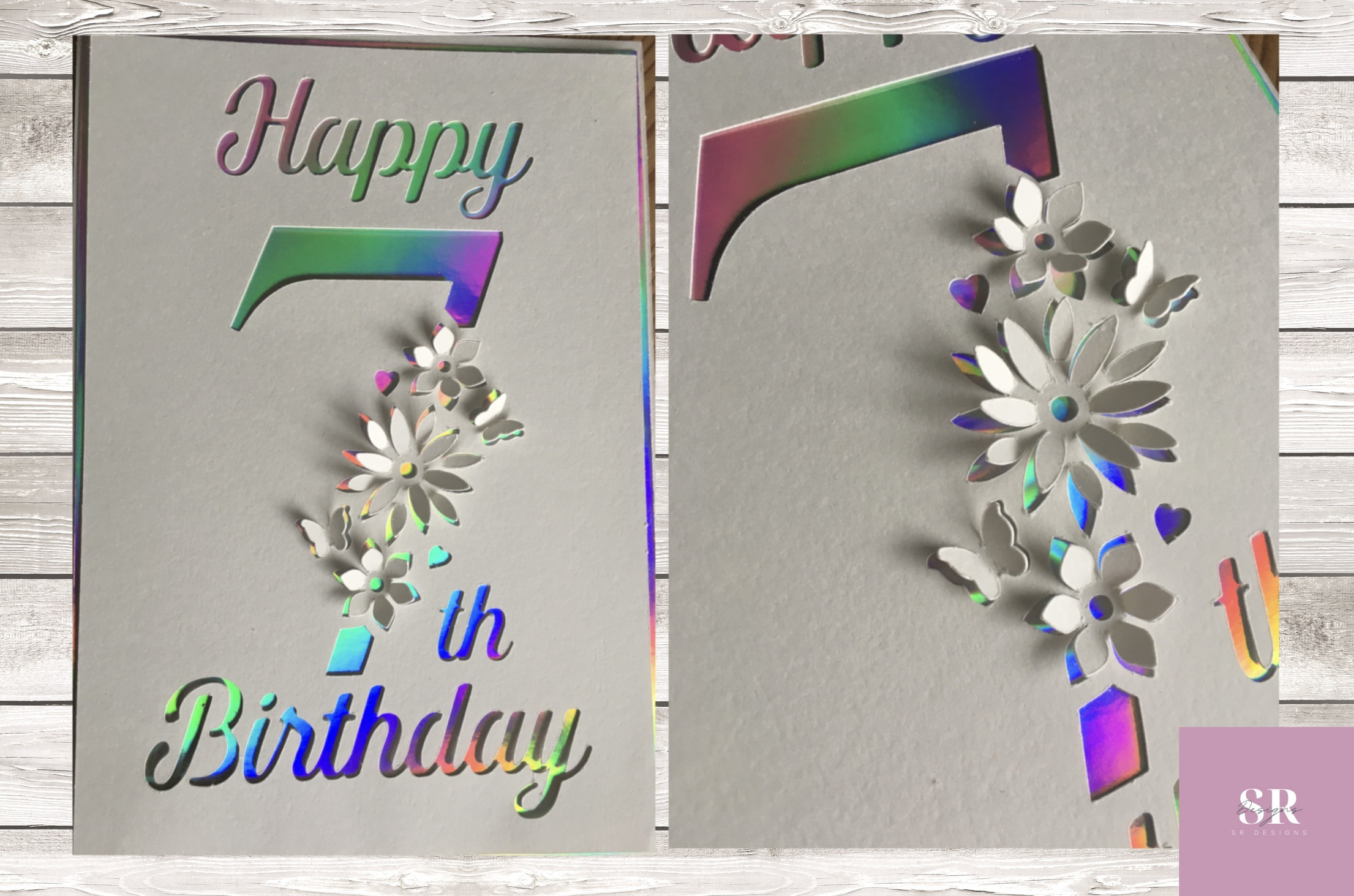 SVG: Pop Up/ 3D 7th Birthday Card. Number Pop Up. Floral Pop Up. Pop up ...