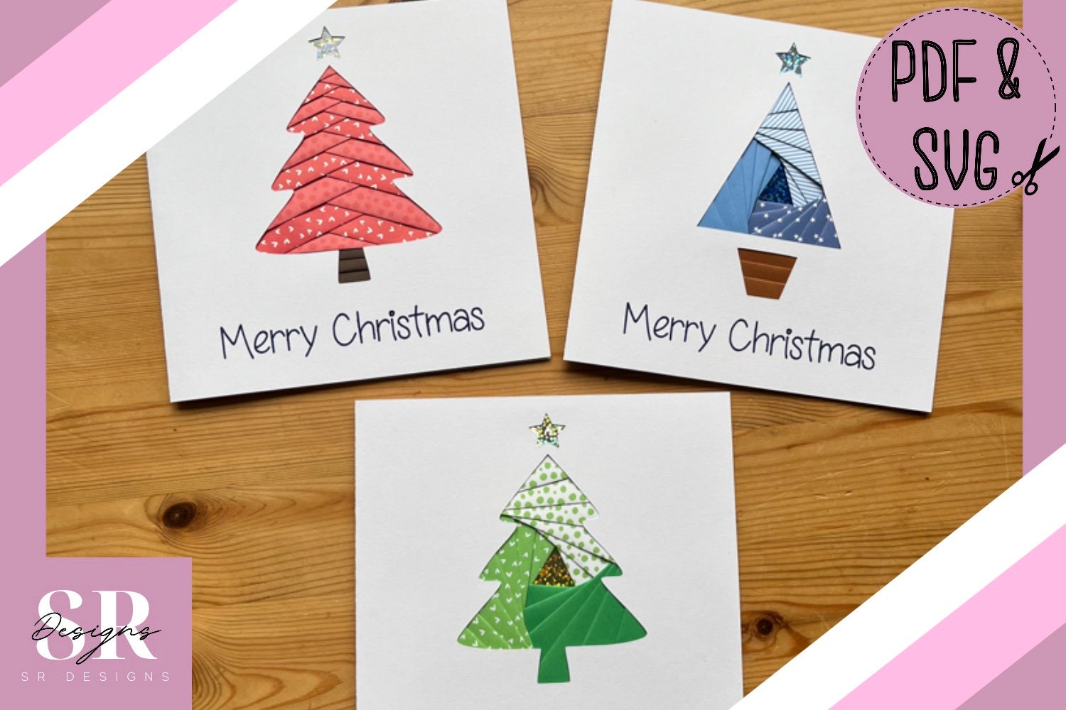 Christmas Tree Iris Folding Pattern Template Bundle PDF & SVG ...