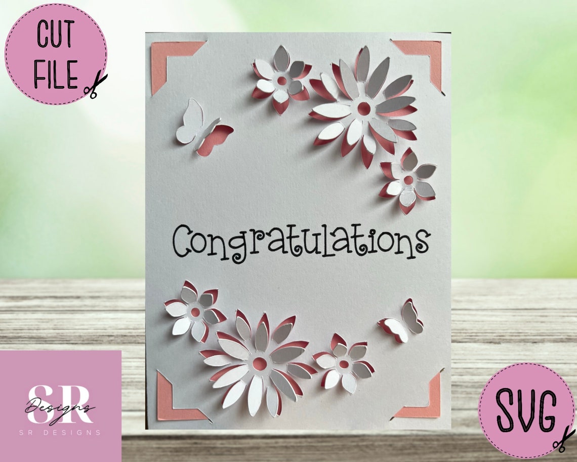 SVG: Congratulations Insert Card. Cricut Joy Friendly. Draw and Cut ...