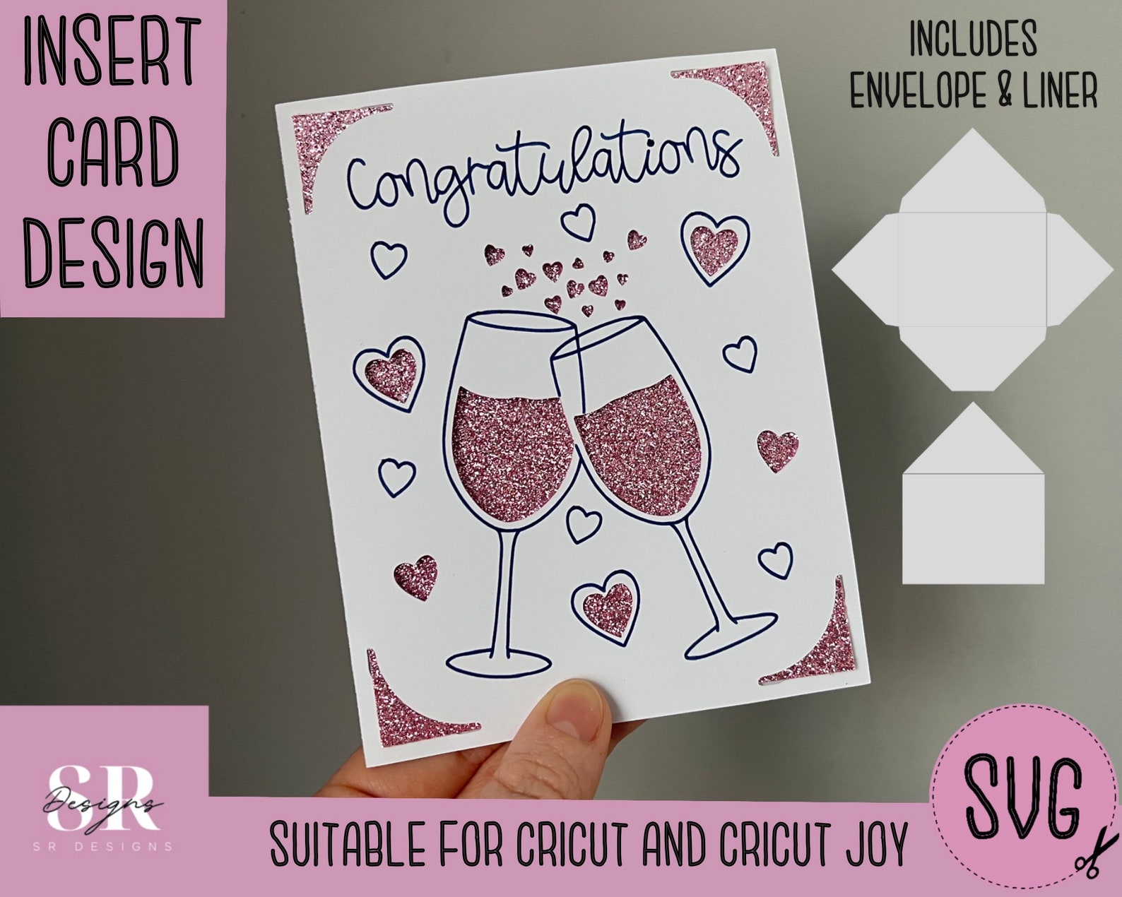 SVG: Congratulations Insert Card. Cricut Joy Friendly. Draw and Cut ...