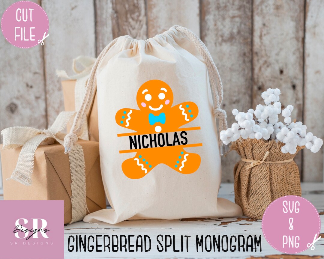 SVG: Gingerbread Split Monogram Svg. Gingerbread Man Svg. - Etsy