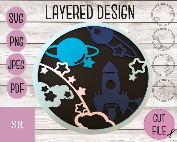 Layered Space SVG Kids Space Themed Layered Cut File. for - Etsy