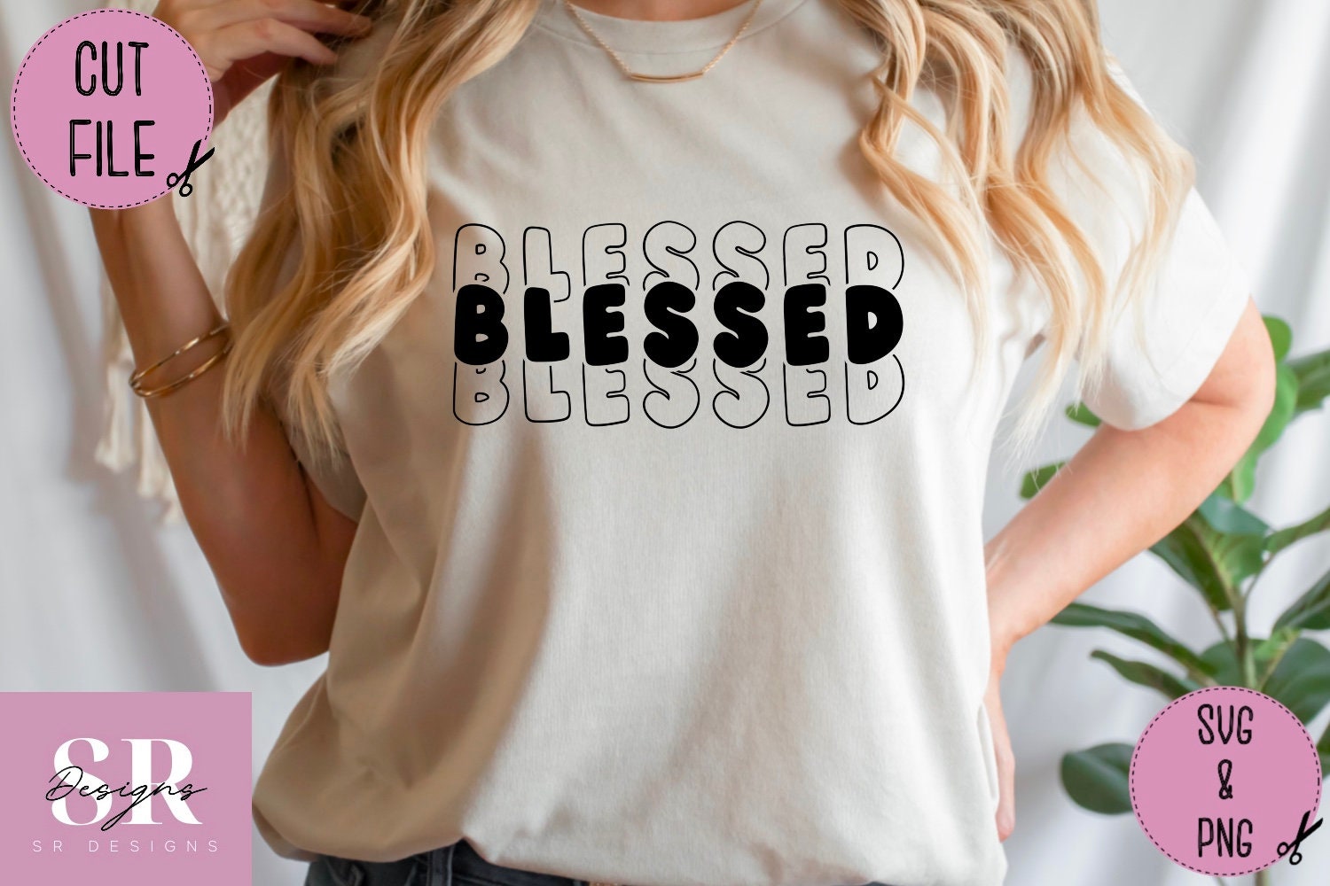 SVG: Blessed Stacked Svg. Blessed Svg. Blessed Slogan Tshirt - Etsy
