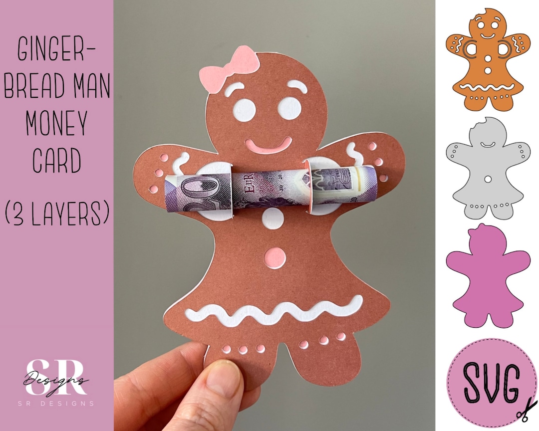 SVG: Gingerbread Man Money Card. Christmas Money Holder. Cricut Joy ...