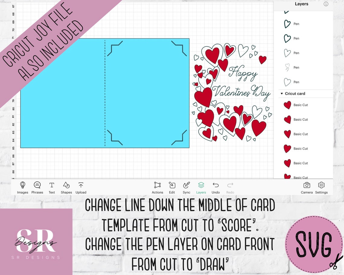 SVG: Valentine’s Day Insert Card. Cricut Joy Friendly. Draw and Cut ...