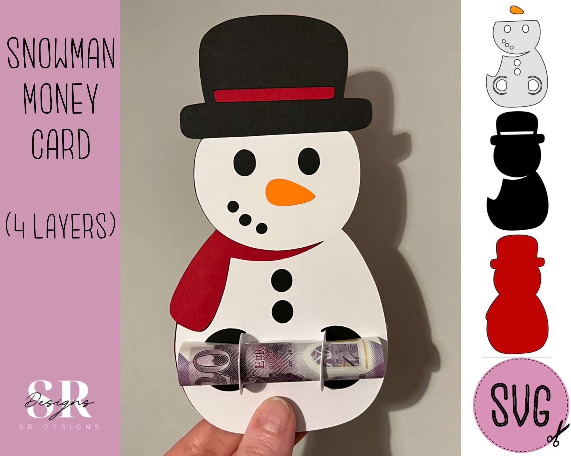 SVG: Snowman Money Card. Christmas Money Holder. Cricut Joy Friendly ...