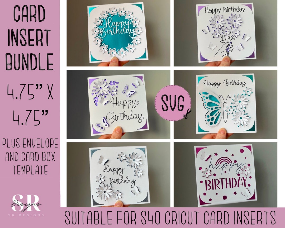 SVG: Birthday Insert Card Bundle. Cricut S40 Insert Card. Birthday Card ...