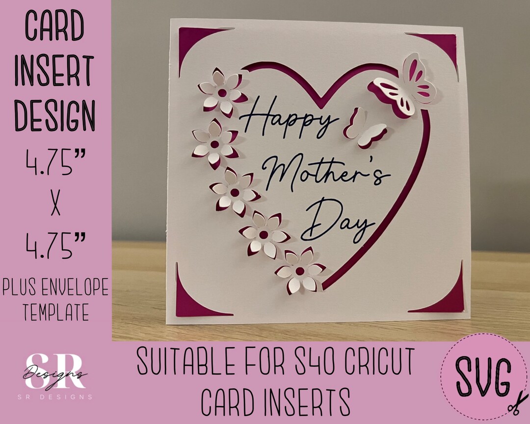 Svg Mothers Day Insert Card Cricut S40 Insert Card Mothers Etsy