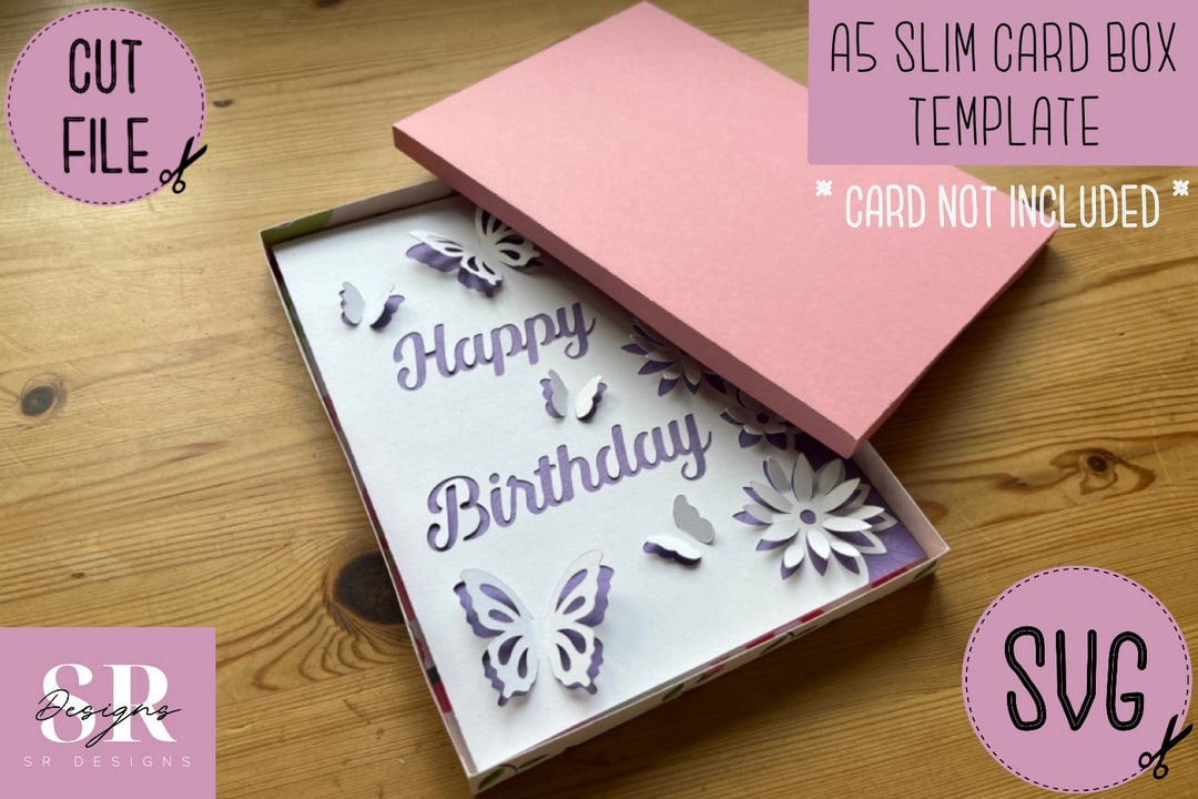 SVG: Slim A5 Card Box Template. Suitable for A5/ Rectangle Cards. Card ...