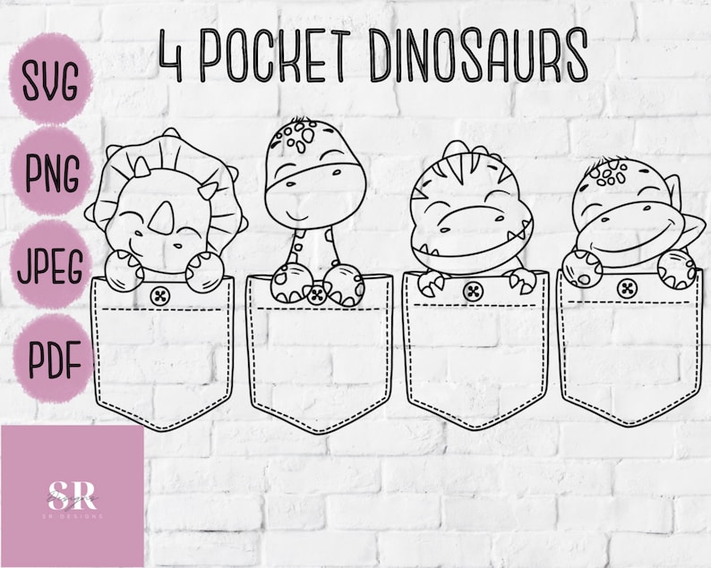 SVG: Pocket Dinosaurs. Cute Dinosaur Svg. Cute Dinosaur Cut - Etsy UK