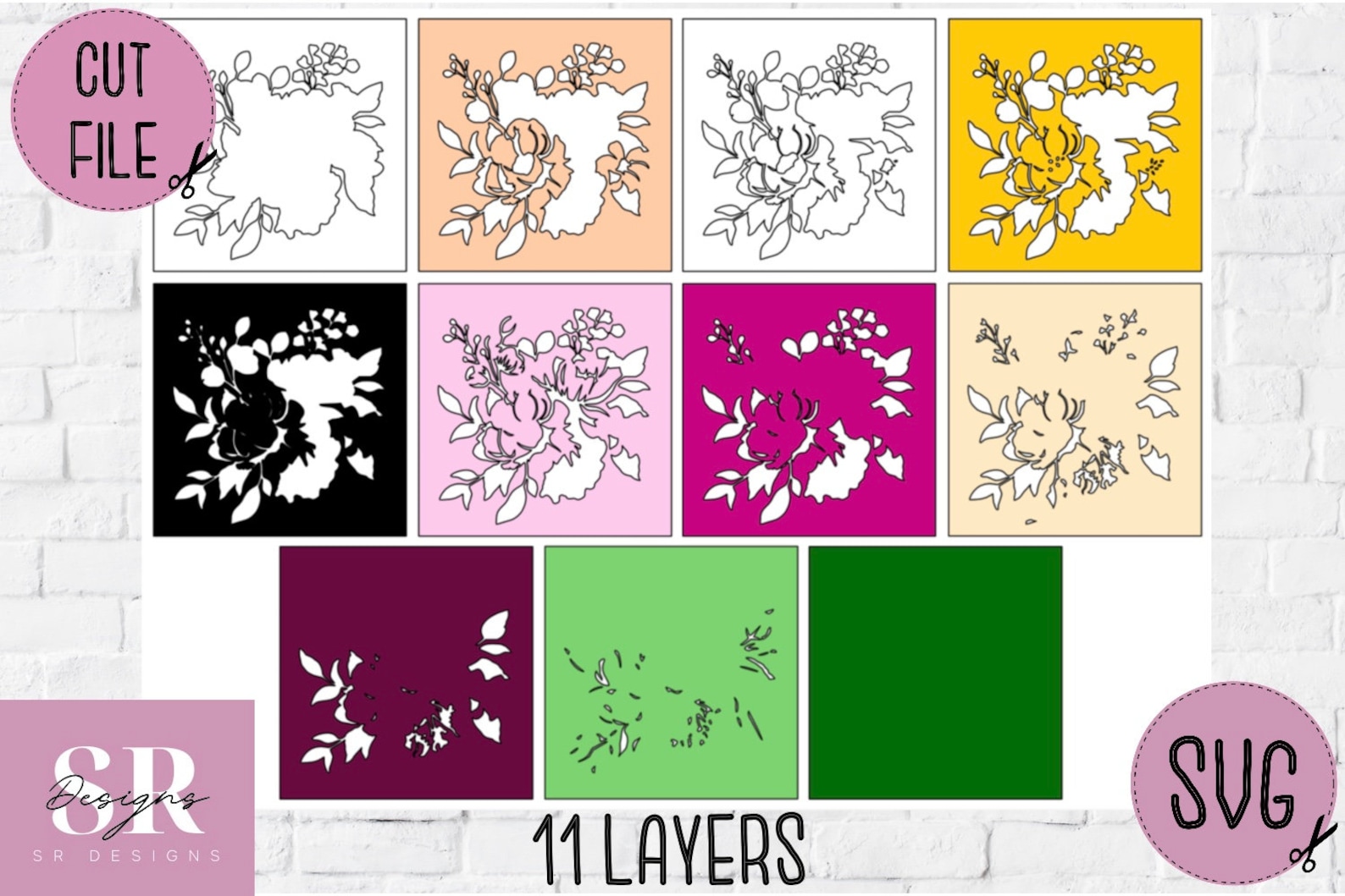 SVG: Layered English Rose Shadow Box. Digital Download. Paper Cutting ...
