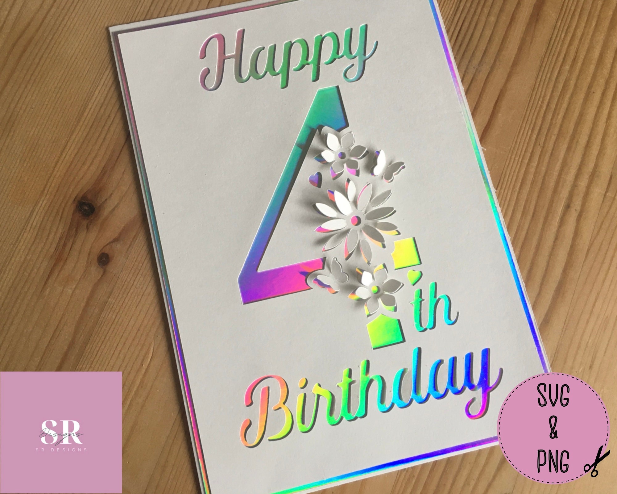 SVG: Pop Up/ 3D 4th Birthday Card. Number Pop Up. Floral Pop Up. Pop up ...