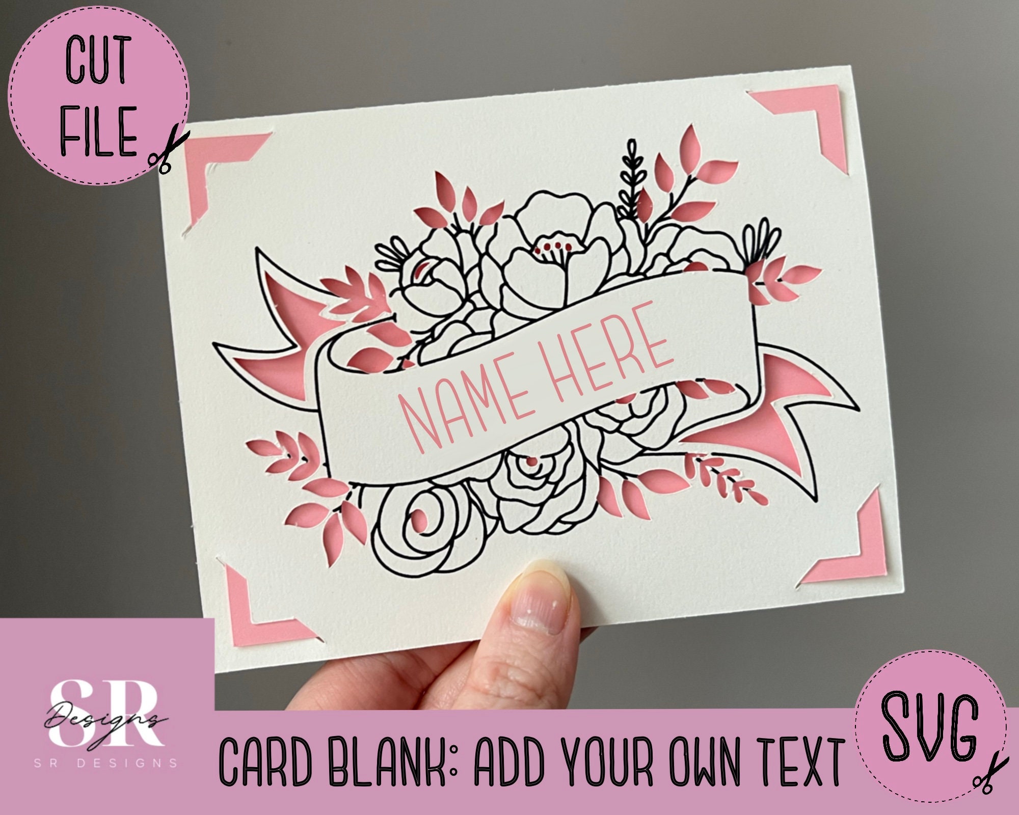 SVG: Floral Card Blank Insert Card. Cricut Joy Friendly. Draw and Cut ...