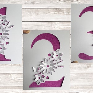 SVG: Pop Up/ 3D Number Bundle. Numbers 0-9. Number Pop Up. Floral Pop ...