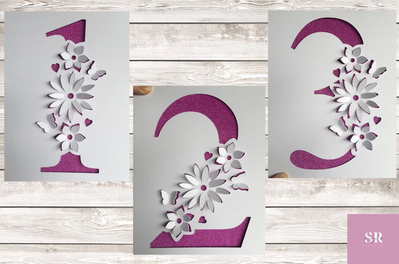 SVG: Pop Up/ 3D Number Bundle. Numbers 0-9. Number Pop Up. Floral Pop ...