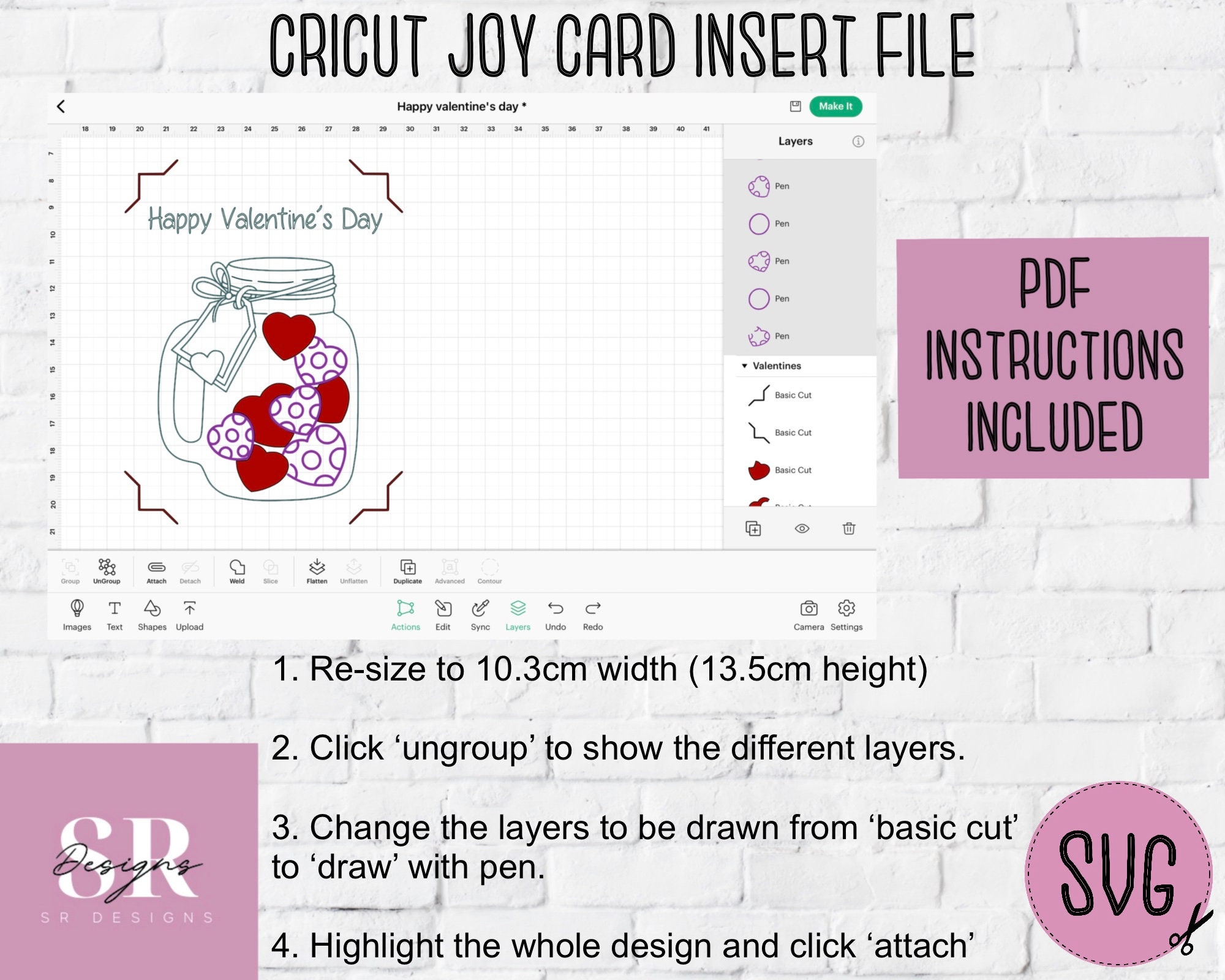SVG: Valentine’s Day Insert Card. Cricut Joy Friendly. Draw and Cut ...