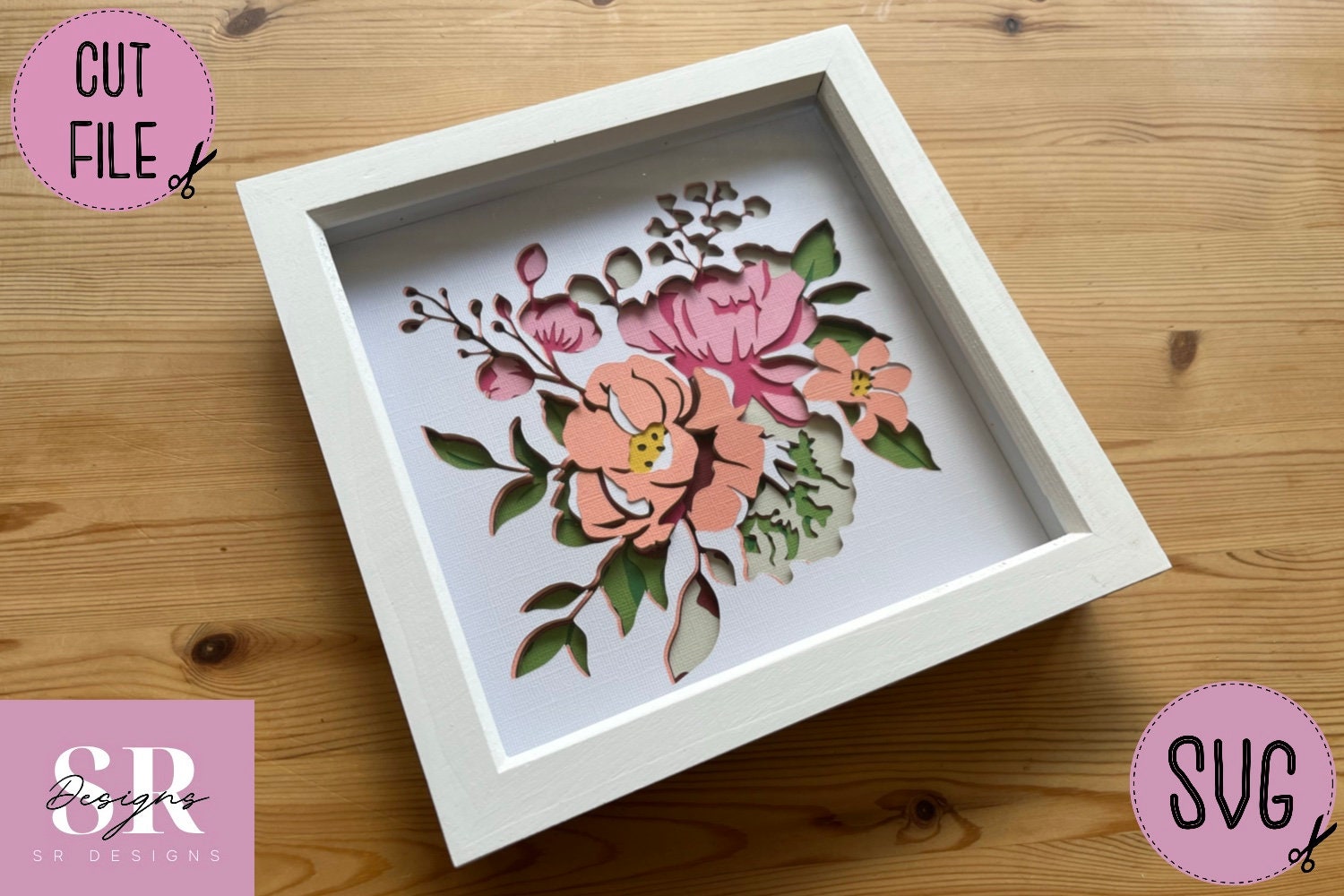 SVG: Layered English Rose Shadow Box. Digital Download. Paper Cutting ...