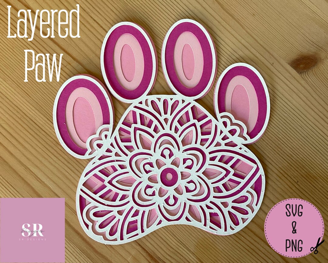 SVG: 3D/ Layered Paw Print. Paw Print Svg. Paw Print. Mandala Paw Print ...