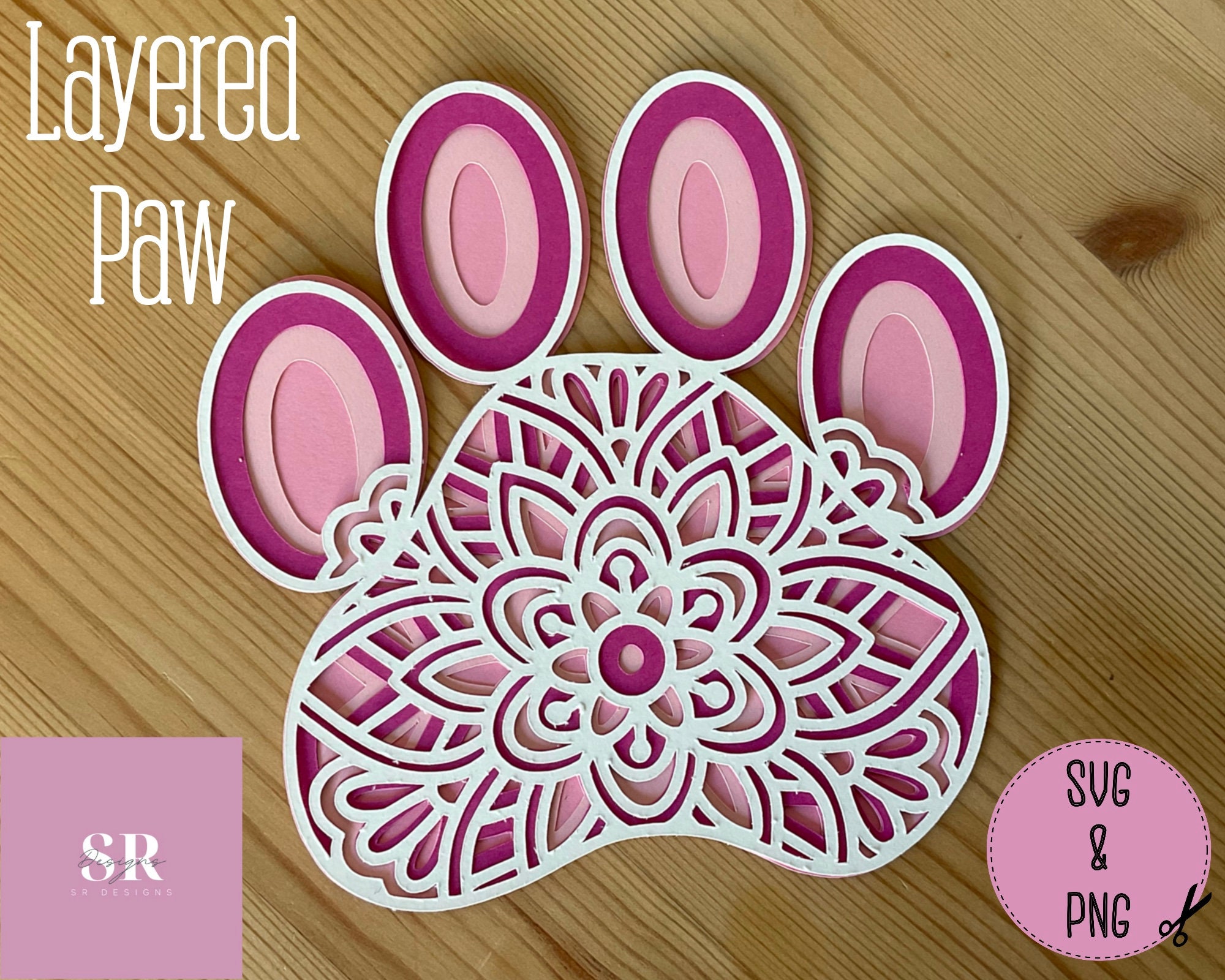 SVG: 3D/ Layered Paw Print. Paw Print Svg. Paw Print. Mandala - Etsy ...