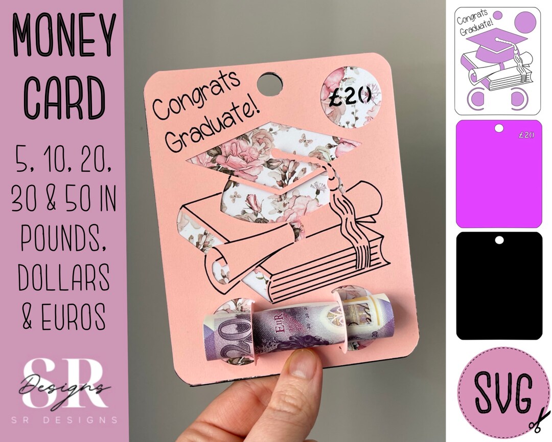 SVG: Graduation Money Card. Cricut Joy Friendly. Cut and Draw Card ...