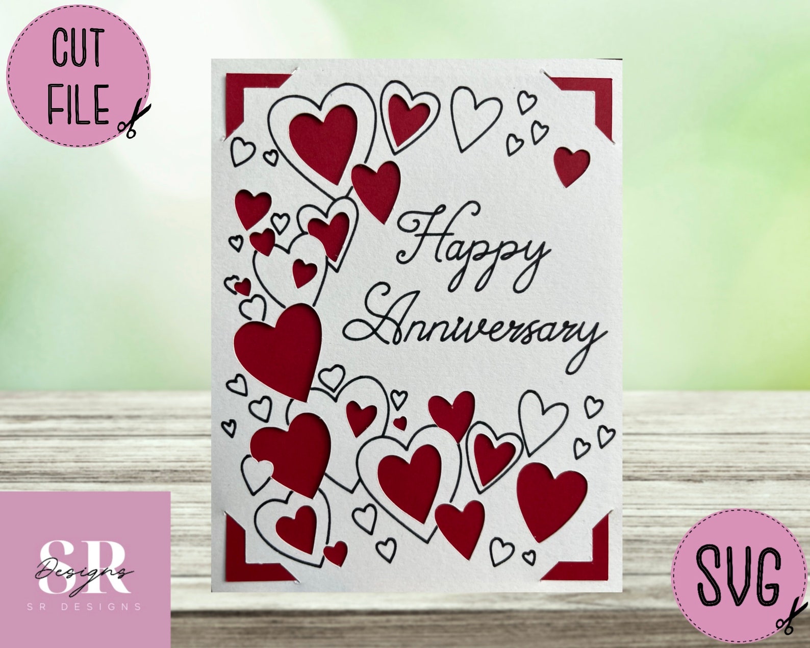 SVG: Anniversary Insert Card. Cricut Joy Friendly. Draw and Cut Card ...
