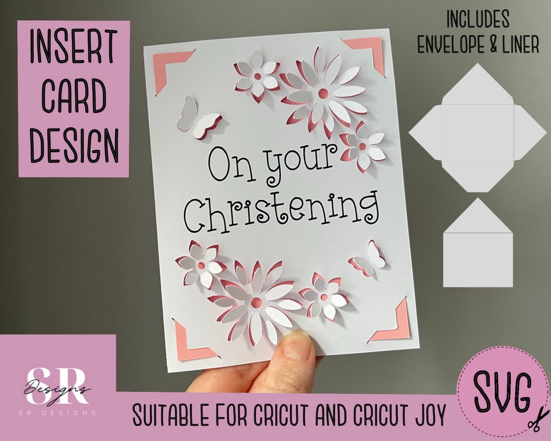 SVG: Christening Insert Card. Cricut Joy Friendly. Draw and Cut Card ...