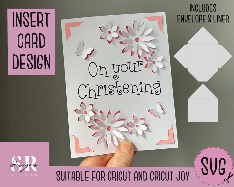 SVG: Christening Insert Card. Cricut Joy Friendly. Draw and - Etsy