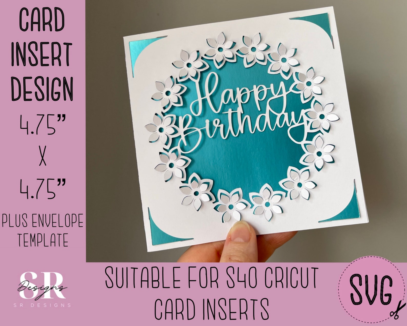 Svg 3d Birthday Insert Card Cricut S40 Insert Card Birthday Etsy Uk