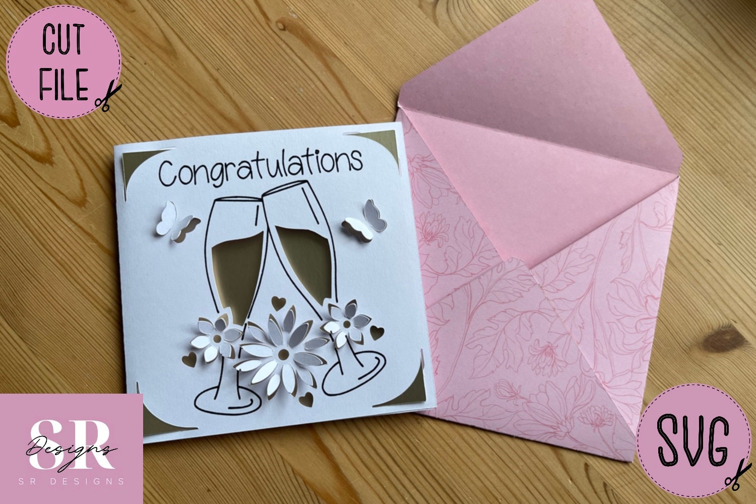 SVG: 3D Congratulations Insert Card. Cricut S40 Insert Card. Wedding ...