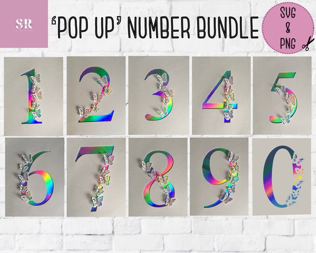 SVG: Pop Up/ 3D Butterfly Number Bundle. Numbers 0-9. Number Pop Up ...