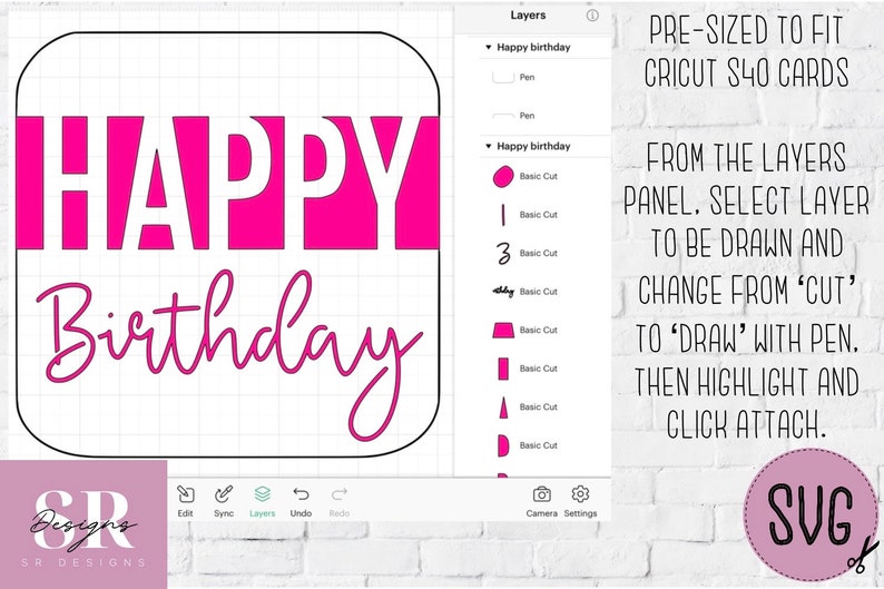 SVG: Birthday Insert Card Bundle. Cricut S40 Insert Card. - Etsy