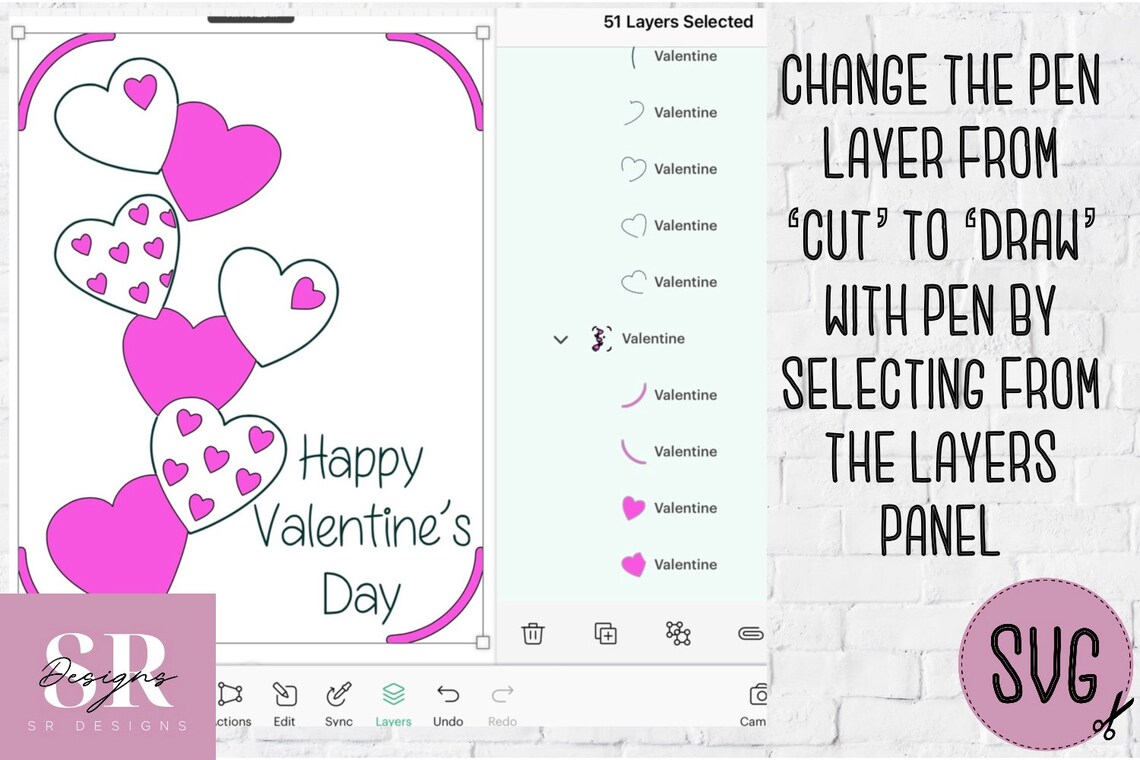SVG: Valentine’s Day Insert Card. Cricut Joy Friendly. Draw and Cut ...