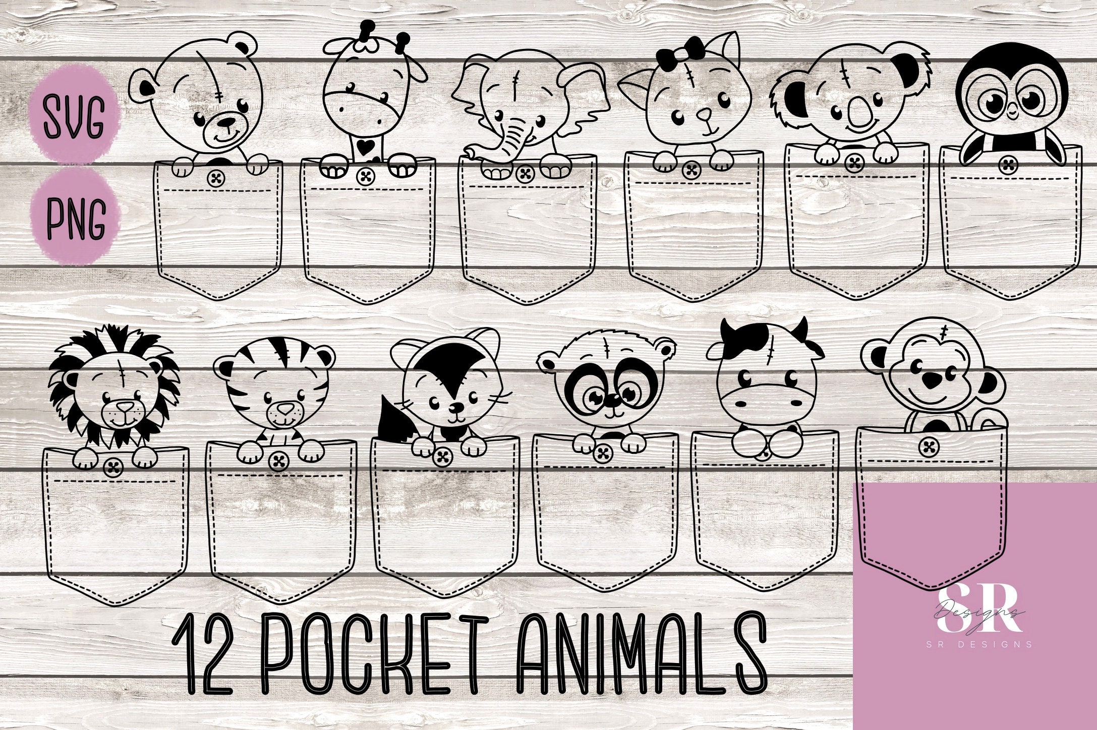 SVG: Pocket Animals. Cute Animal Svg. Cute Animal cut files. | Etsy