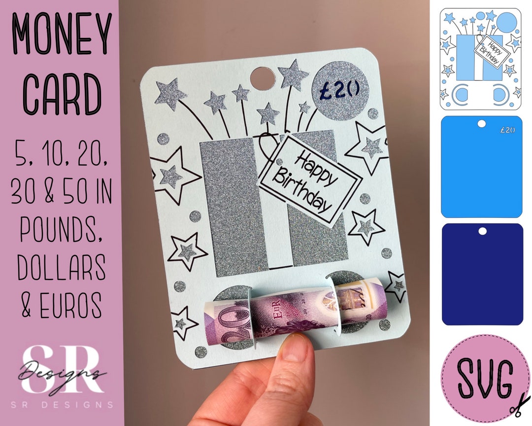 SVG: Birthday Money Card. Cricut Joy Friendly. Cut and Draw Card Design ...