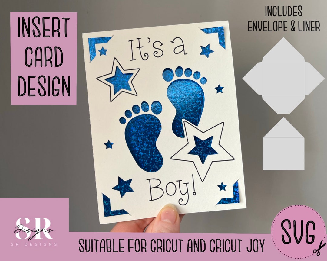 SVG: It’s a Boy Insert Card. Cricut Joy Friendly. Draw and Cut Card ...