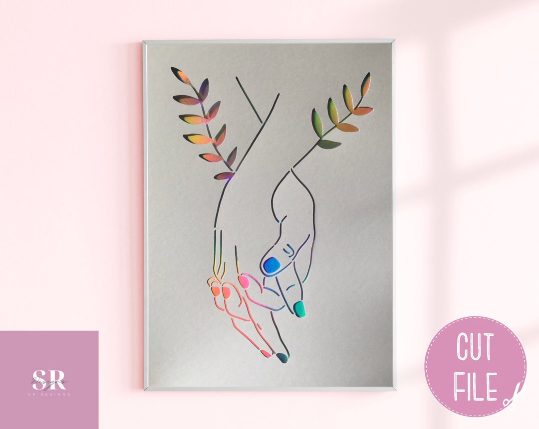 SVG: Line Art. Holding Hands. Digital Download. Paper Cutting. - Etsy
