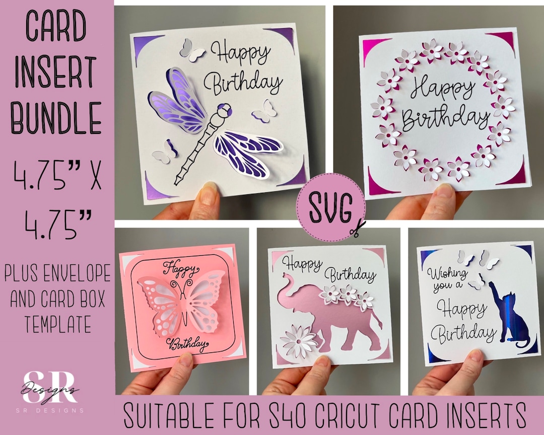 SVG: Birthday Insert Card Bundle. Cricut S40 Insert Card. Birthday Card ...