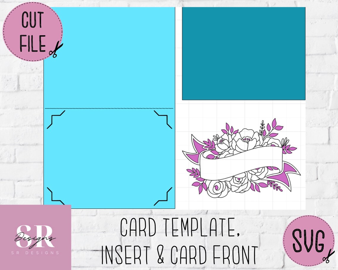 SVG: Floral Card Blank Insert Card. Cricut Joy Friendly. Draw and Cut ...