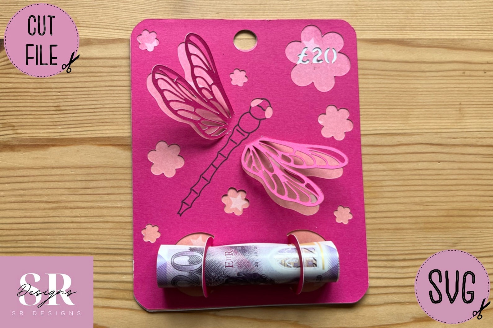 SVG: Dragonfly Money Card. Cricut Joy Friendly. Cut and Draw Card. 3d ...