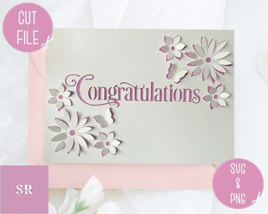 SVG: 3d/pop up Cut File. Congratulations Card. Congratulations Card Svg ...