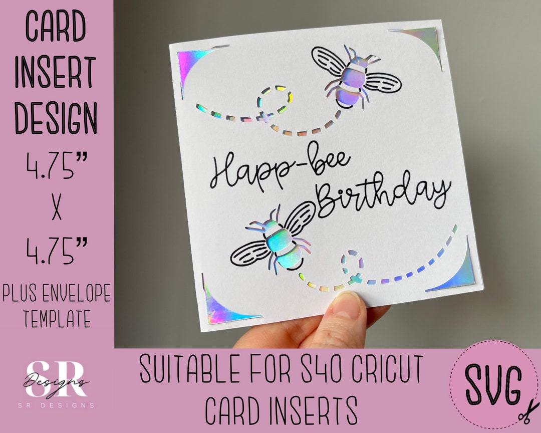 SVG: Happbee Birthday Insert Card. Cricut S40 Insert Card. Bee Card Svg ...