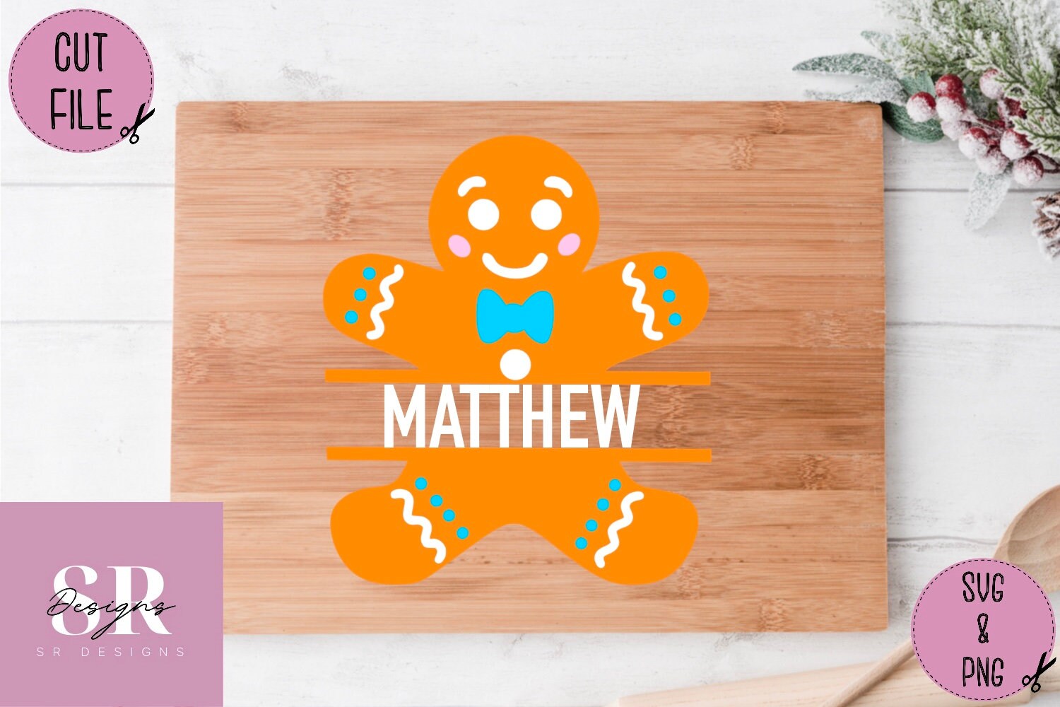 SVG: Gingerbread Split Monogram Svg. Gingerbread Man Svg. Christmas Eve ...