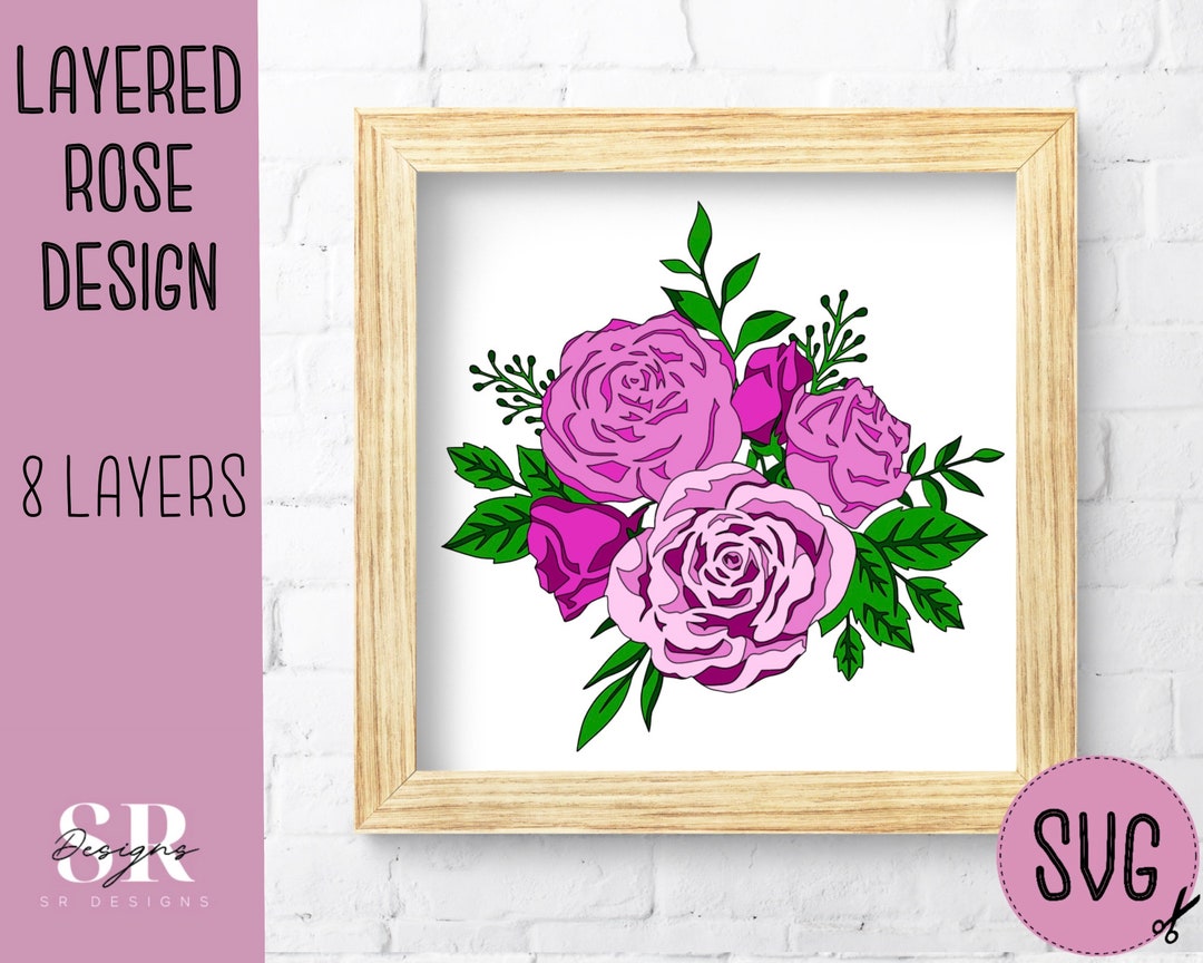 SVG: Layered Rose Shadow Box. Digital Download. Paper Cutting. Layered ...