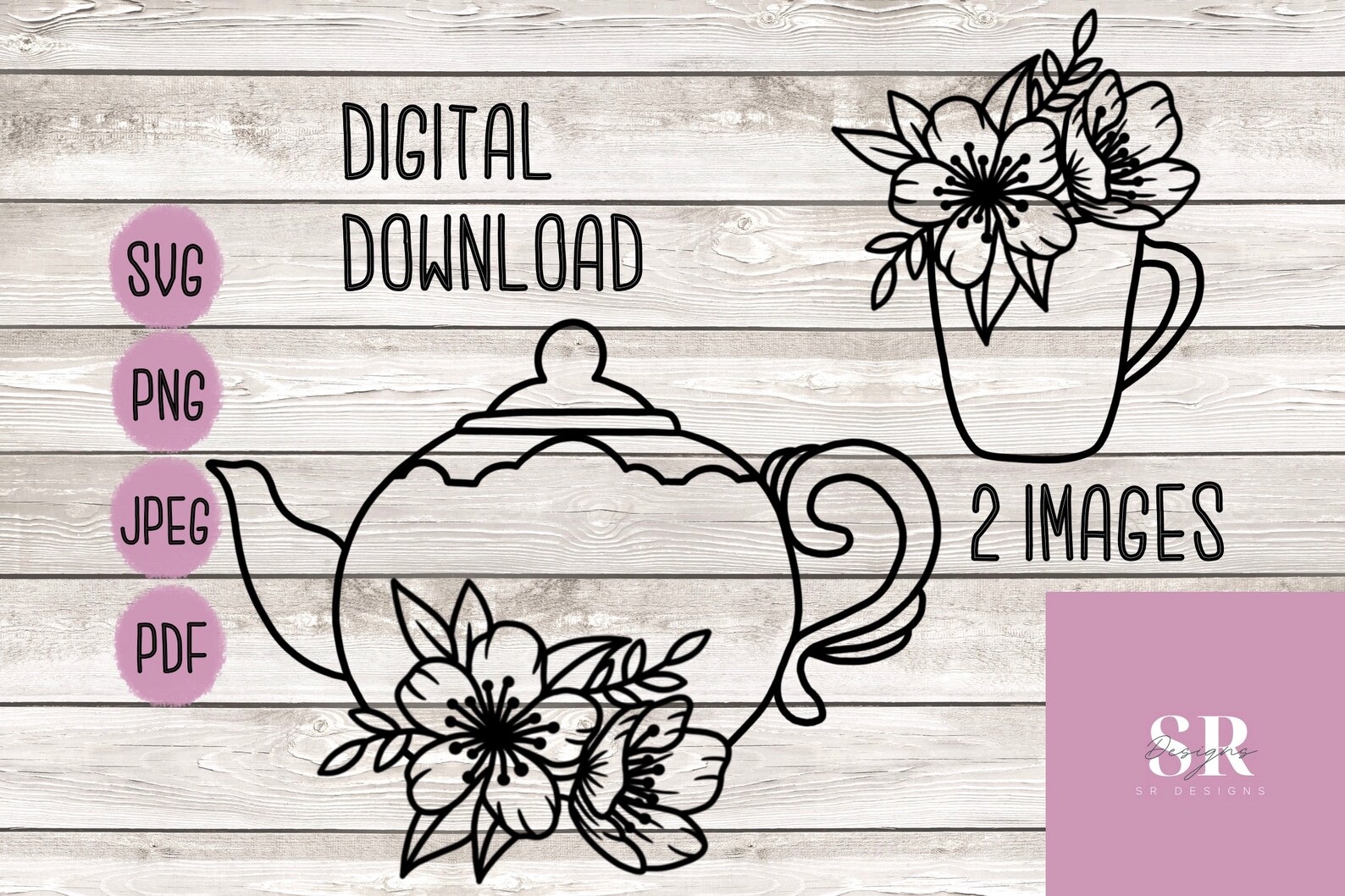 Digital: Teapot SVG. Afternoon tea svg. Coffee svg. Floral | Etsy